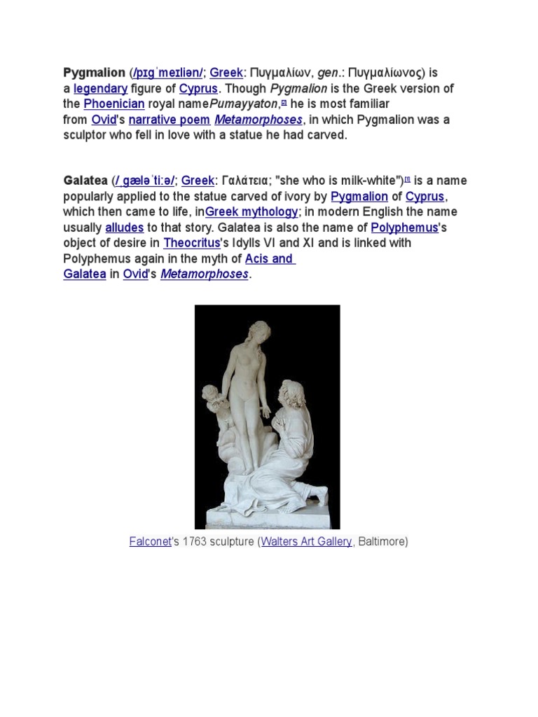 Pygmalion and Galatea | PDF | Sculpture | Arts (General)