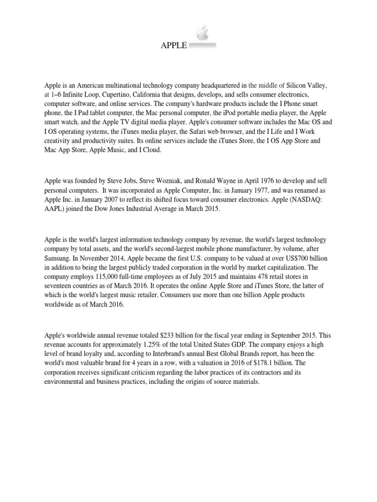 Apple Is An American Multinational Technology Company Headquartered in ...