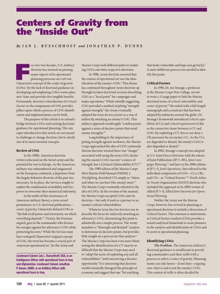 Centers of Gravity from the “Inside Out” | Military Doctrine | United ...