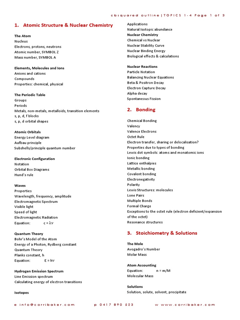 Atomic Structure and Nuclear Chemistry Outline | PDF | Chemical Bond ...