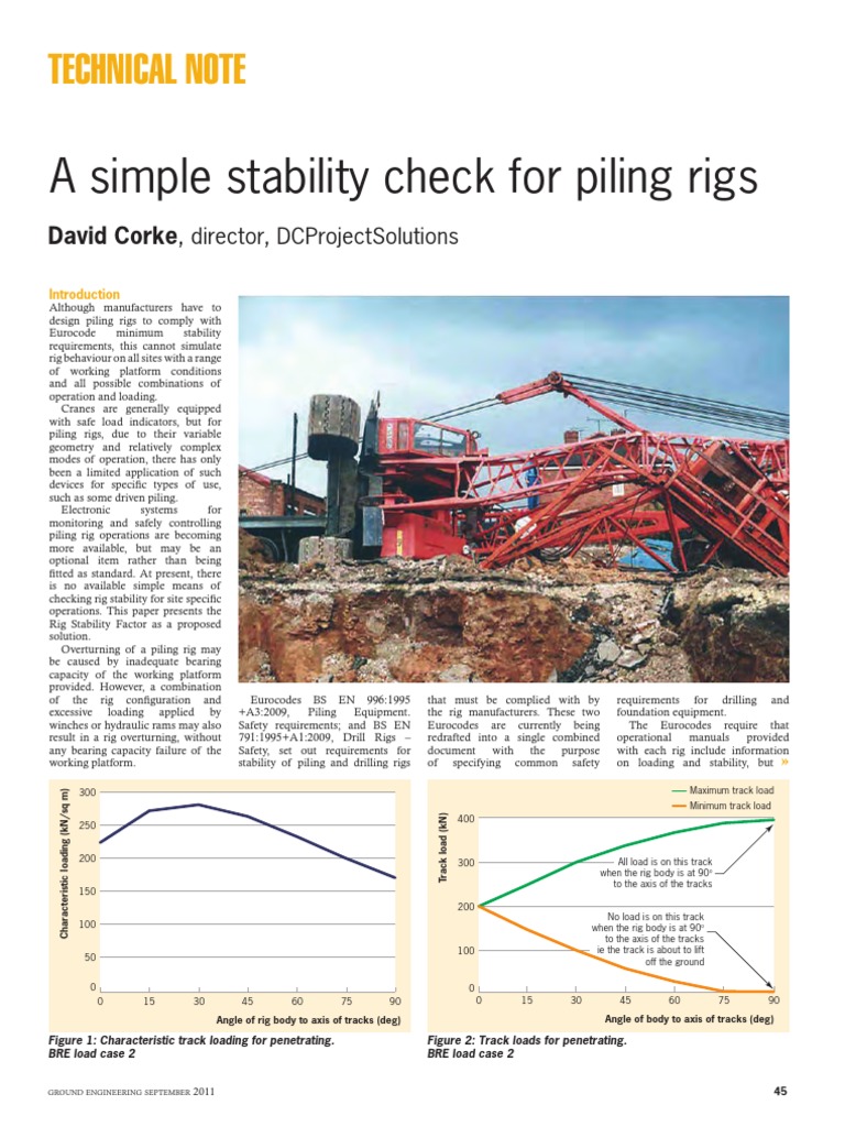 GE Sept 2011 A Simple Stability Check For Piling Rigs Corke | PDF ...
