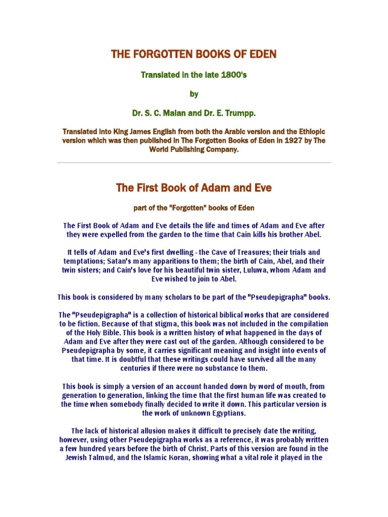 The Forgotten Books of Eden | PDF | Adam | Christianity