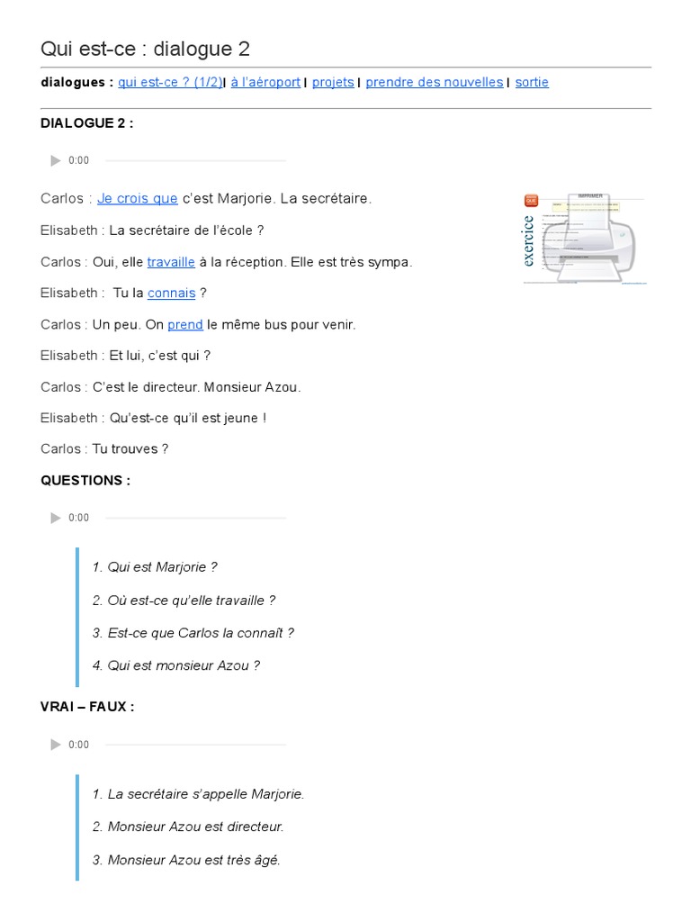 Dialogue : Qui est-ce ? | PDF