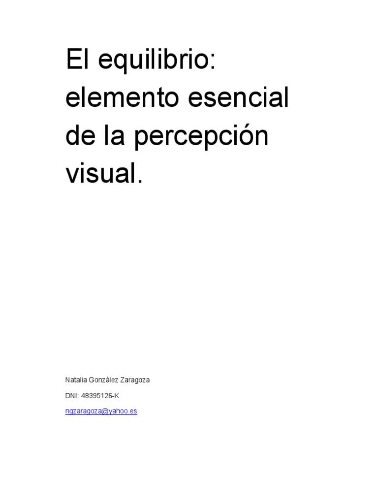 El Equilibrio | PDF | Composición (artes visuales) | Percepción