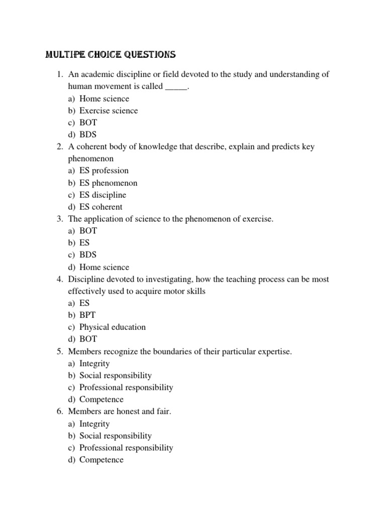 Multipe Choice Questions | PDF