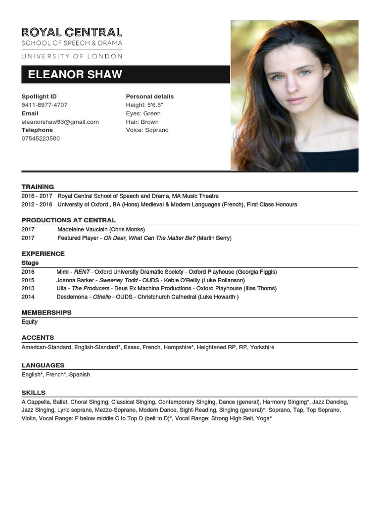 Eleanor Shaw Eleanor Shaw Eleanor Shaw: Spotlight ID Personal Details | PDF