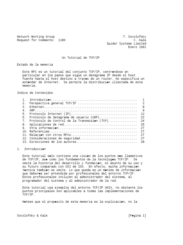 Rfc1180-Es (Tutorial TCP-IP) | PDF | Protocolos de internet | Enrutador (Computación)