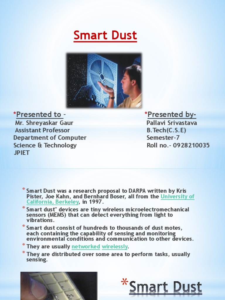 Smart Dust: Presented To - Presented by | PDF | Digital Technology ...