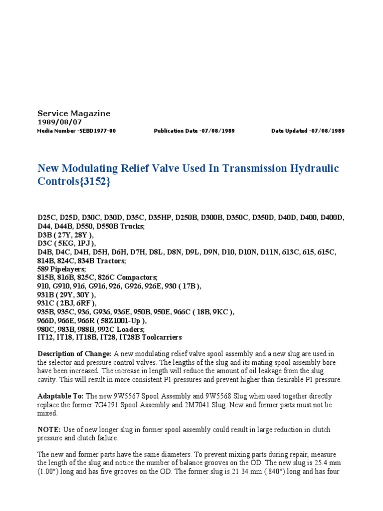 New Modulating Relief Valve Used in Transmission Hydraulic Controls ...