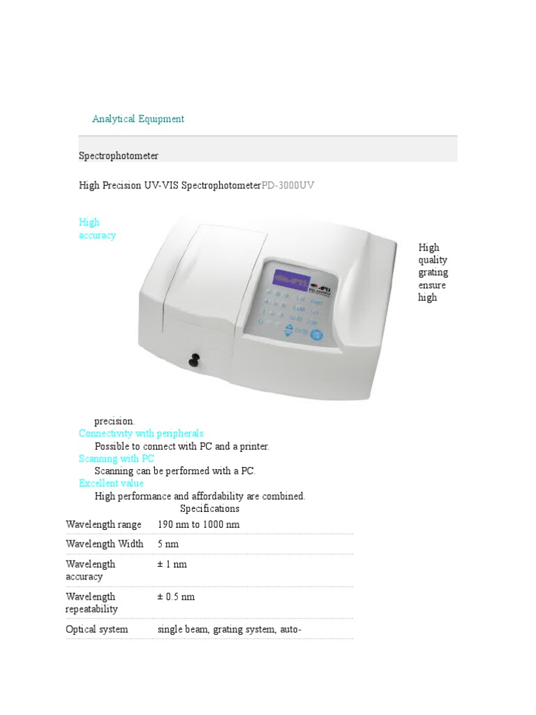 Analytical Equipment: High Accuracy | PDF | Spectrophotometry ...