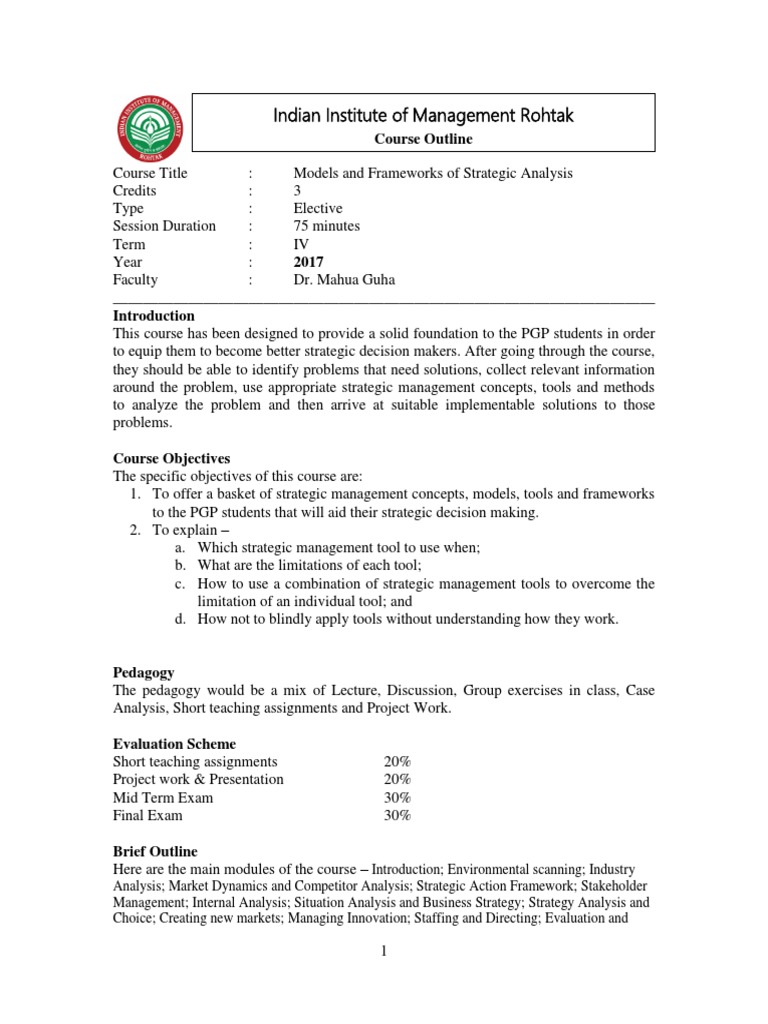 MFSA Term 4 Course Outline 2017 v4 | PDF | Strategic Management | Business