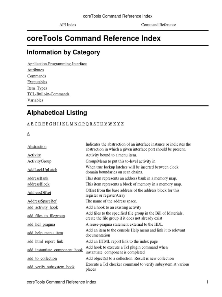 Coretools Reference PDF | PDF | Parameter (Computer Programming) | Command Line Interface