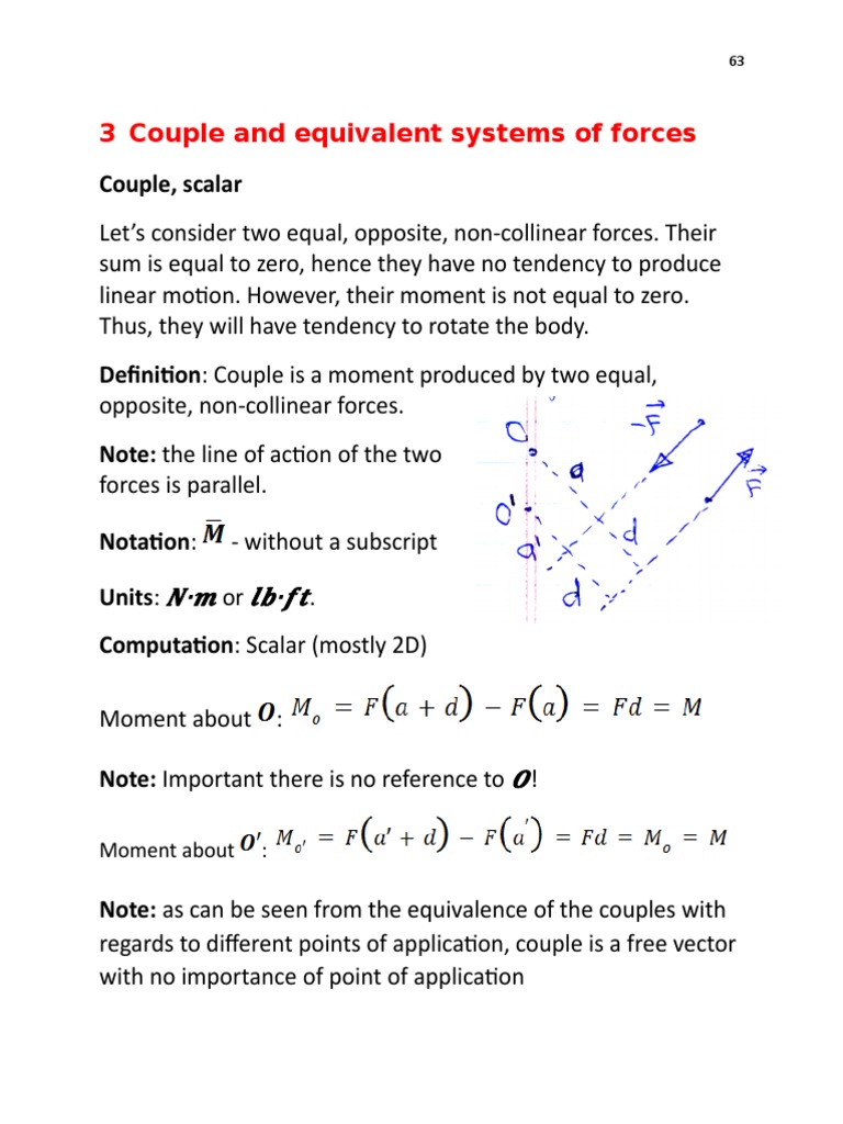 3a Couples and Equivalent Systems of Forces | PDF | Force | Euclidean Vector