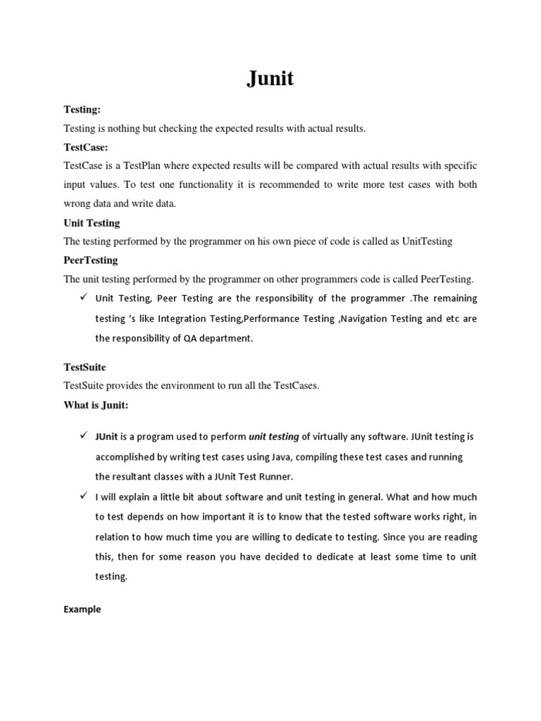 Junit Testing Pdf Method Computer Programming Unit Testing