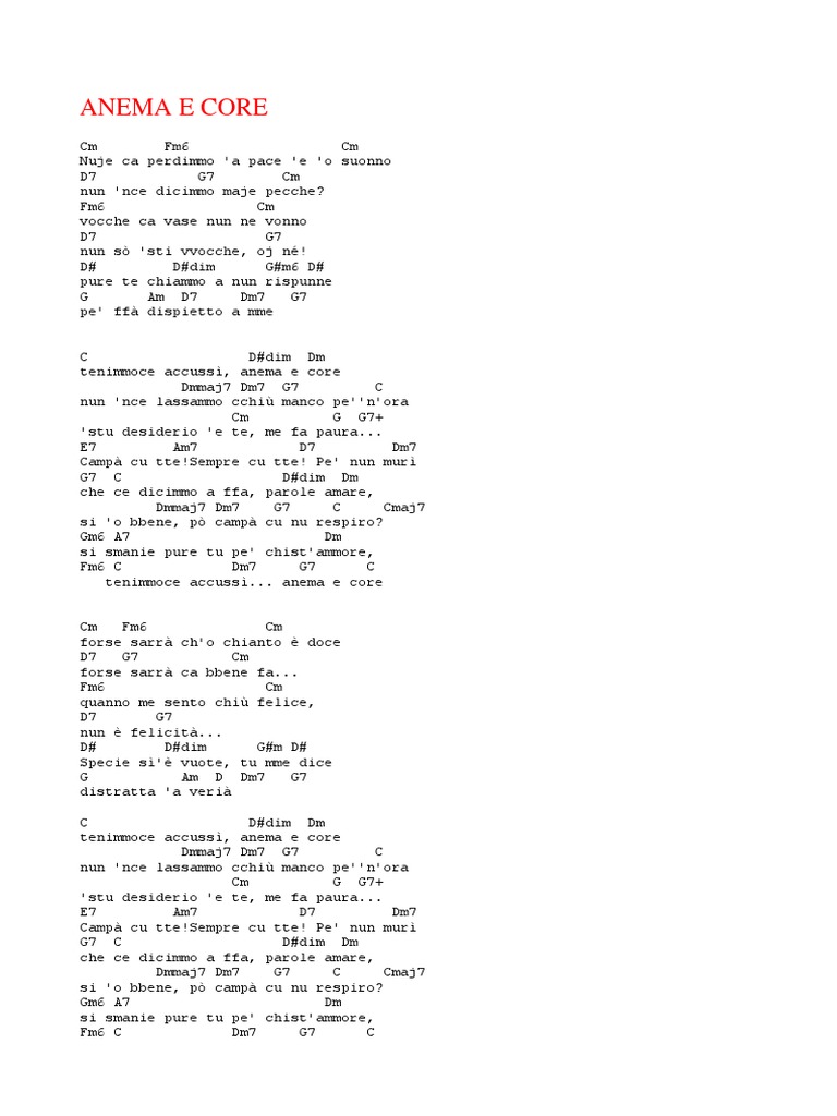 Amor Napolitano: Anema e Core | PDF