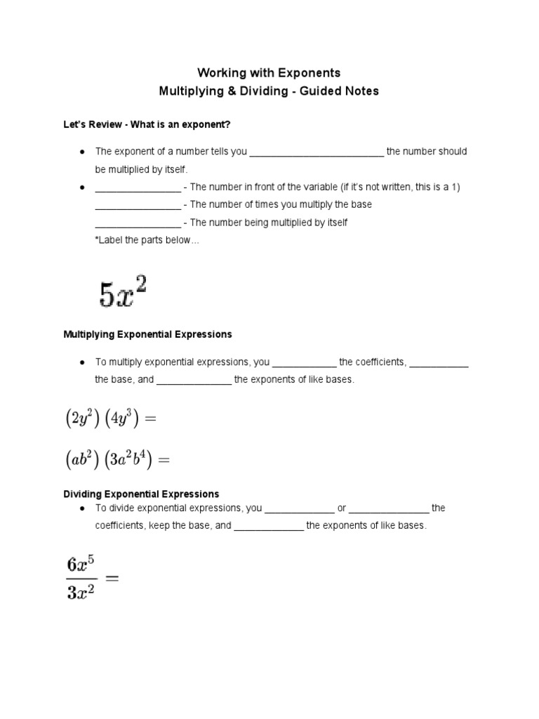 Exponents: Multiplication & Division Guide | PDF
