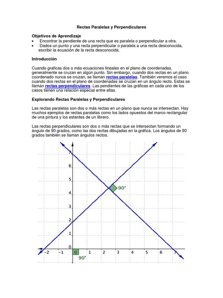 Rectas Paralelas y Perpendiculares: Guía | PDF | Pendiente | Línea ...