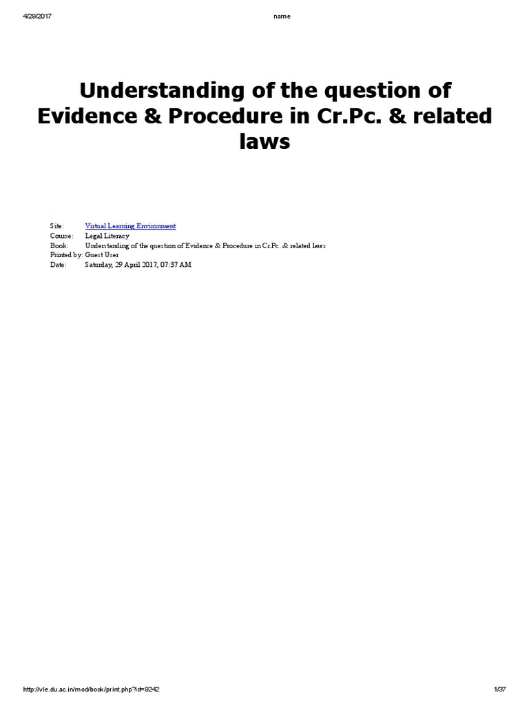 Understanding Evidence & Procedure in Cr.Pc | PDF | Evidence (Law ...