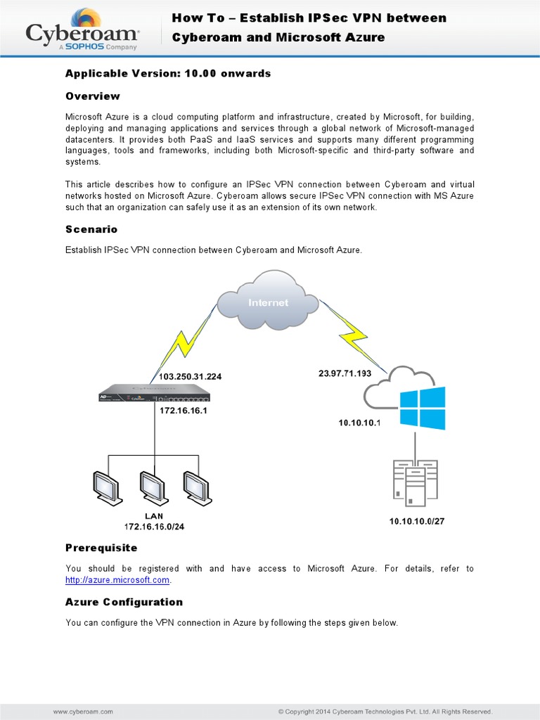 How To Â " Establish IPSec VPN Between Cyberoam and Microsoft Azure ...