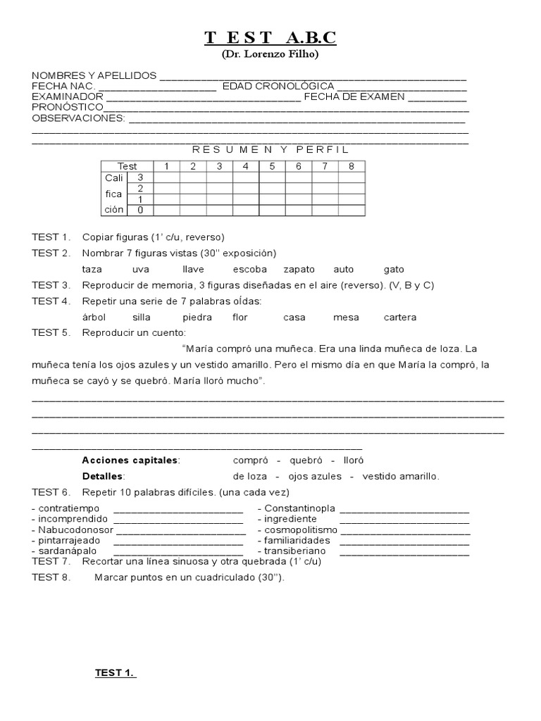 Test Abc - Doc 160853431 | PDF | Papel | Lápiz
