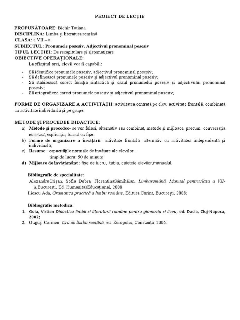 Pronumele Posesiv | PDF