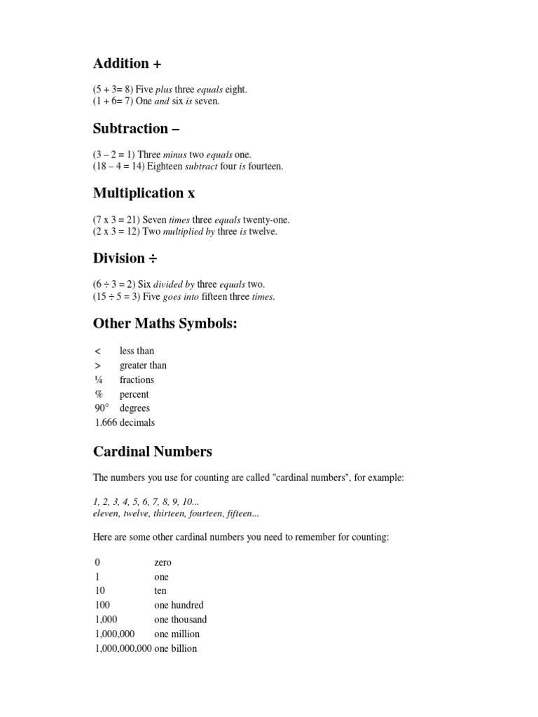 Mathematical Vocabulary | PDF | Fraction (Mathematics) | Encodings