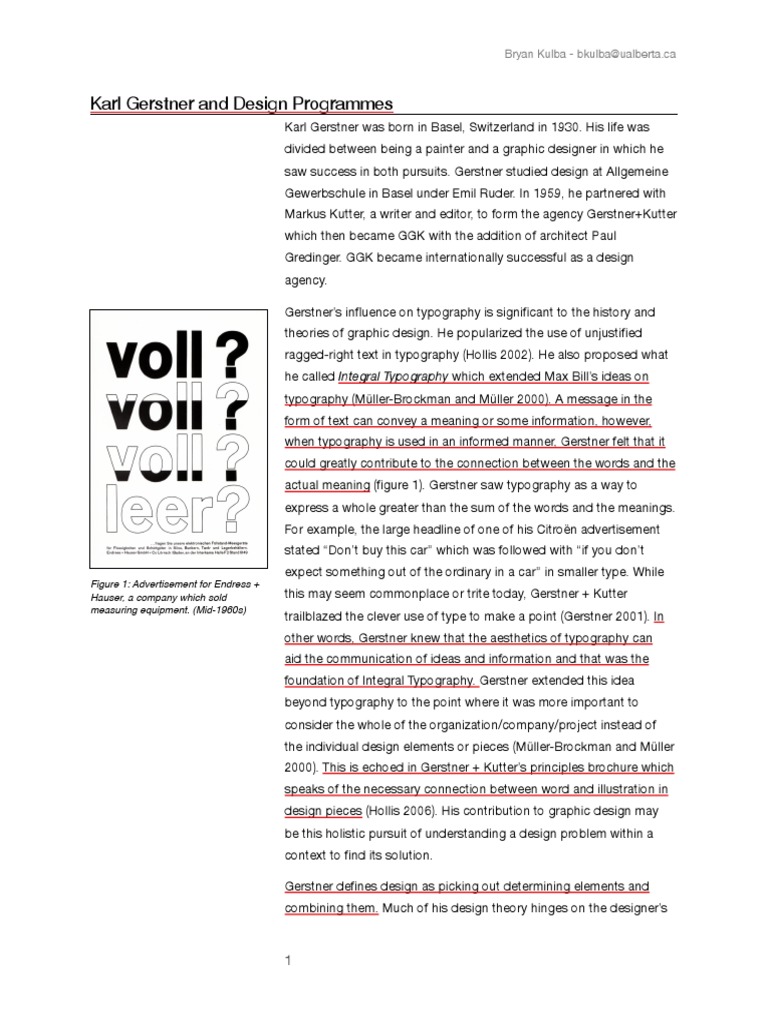 Karl Gerstner and Design Programmes: Bryan Kulba - Bkulba@ualberta - Ca ...