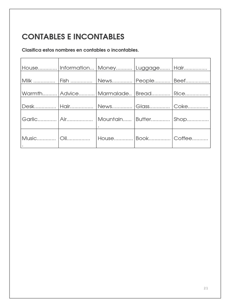 Contables E Incontables | PDF