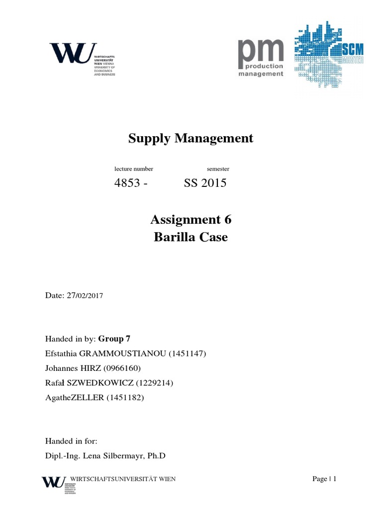 Barilla Case JohannesTheniaAgatheRafal PDF | PDF | Inventory | Forecasting