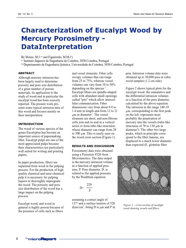 Characterization of Eucalypt Wood by Mercury Porosimetry ...