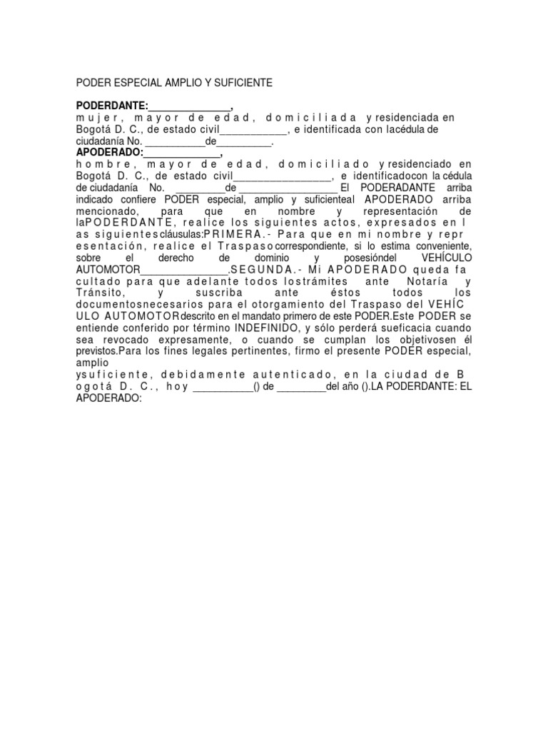 Poder Especial Amplio y Suficiente | PDF | Derecho