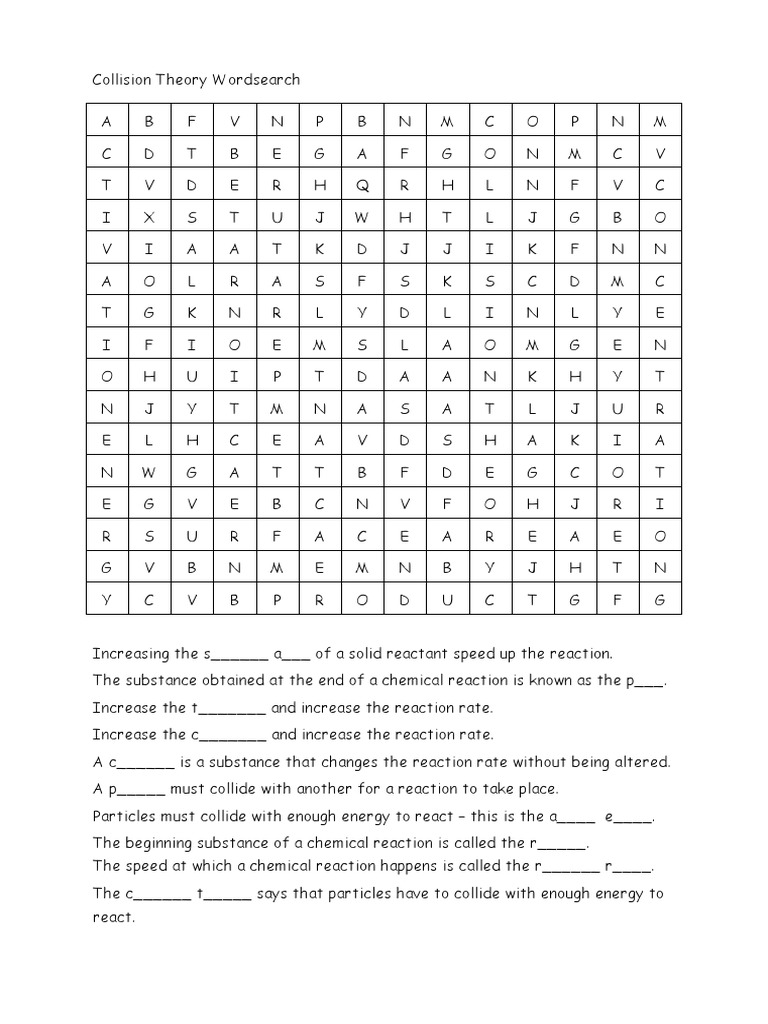 Collision Theory Wordsearch | PDF
