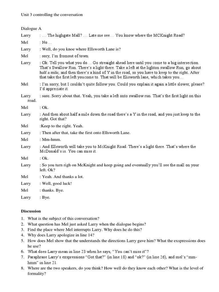 Unit 3 Controlling The Conversation | PDF | Nonverbal Communication ...