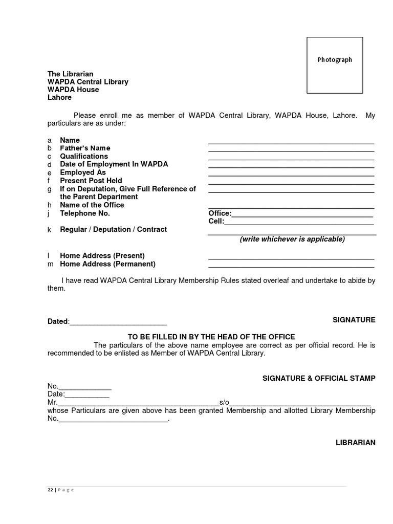 Library Membership Form | PDF