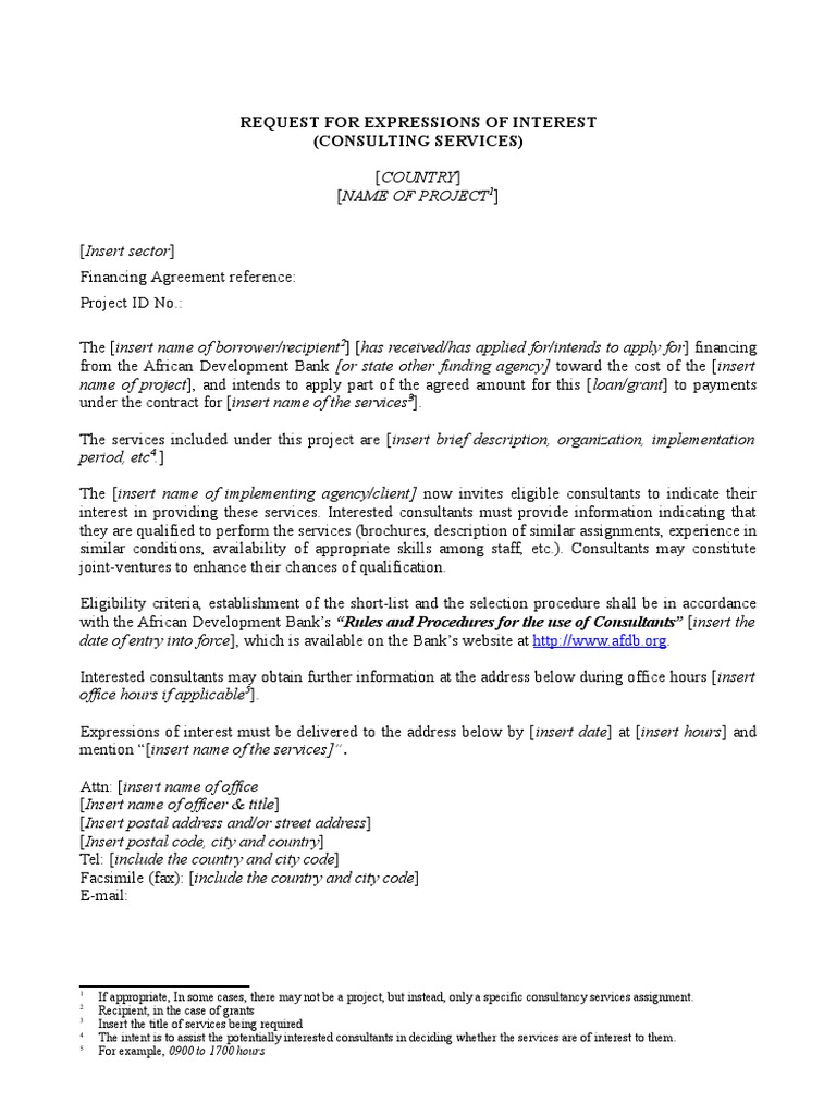 Afdb General Request For Expression of Interest-Consultants | PDF