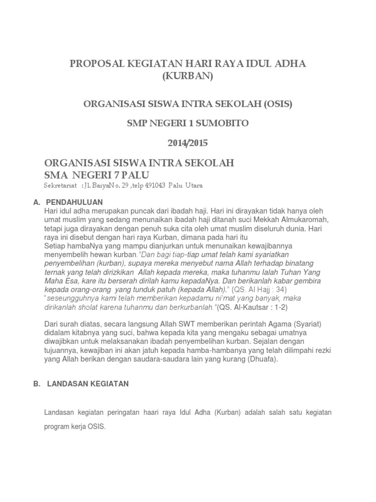 Proposal Kegiatan Hari Raya Idul Adha | PDF