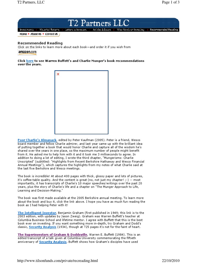 Recommended Reading | PDF | Warren Buffett | Value Investing