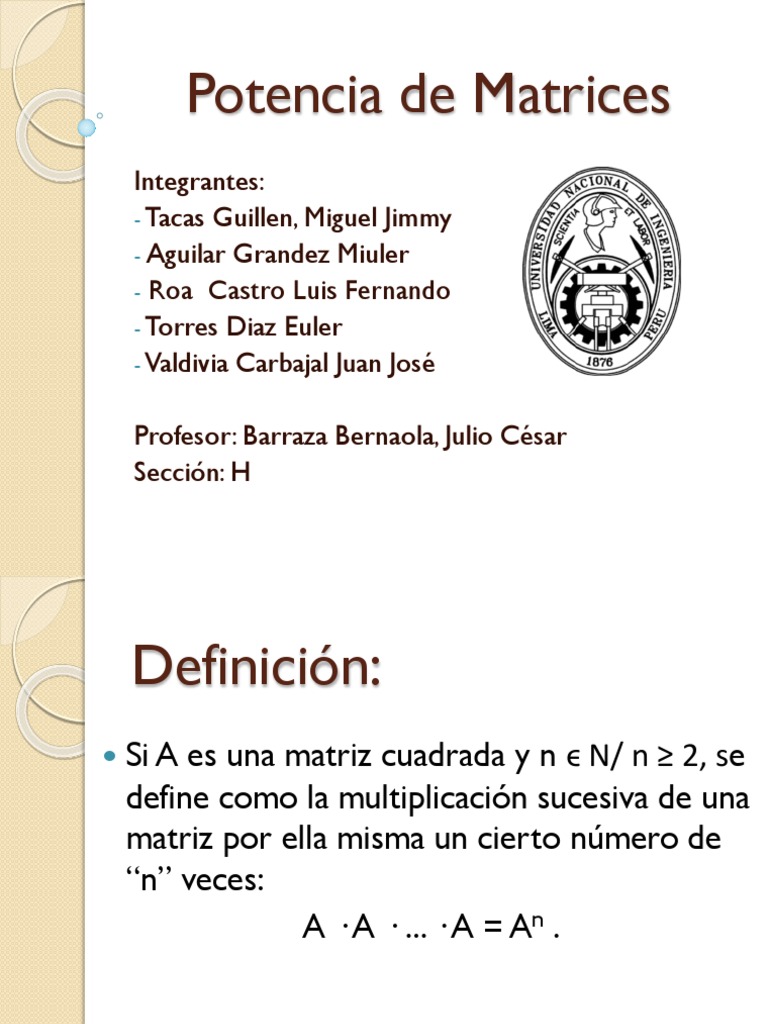 Potencia de Matrices | PDF | Matriz (Matemáticas) | Álgebra