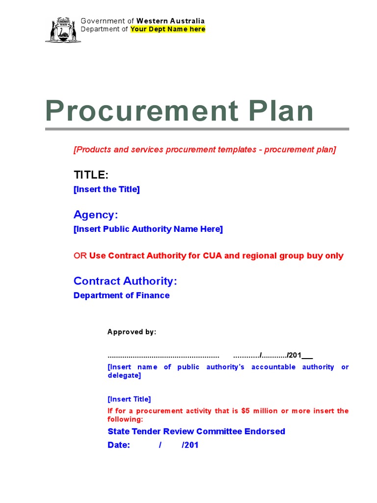 Procurement Plan for the Provision of [Products/Services] to Support ...