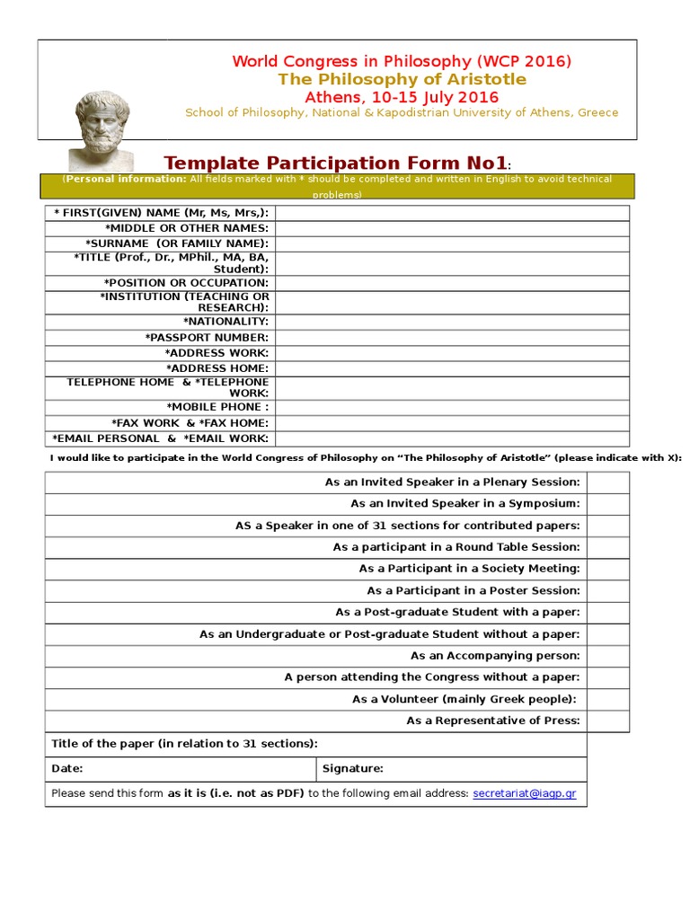 1template Participation Form No1 | Academia