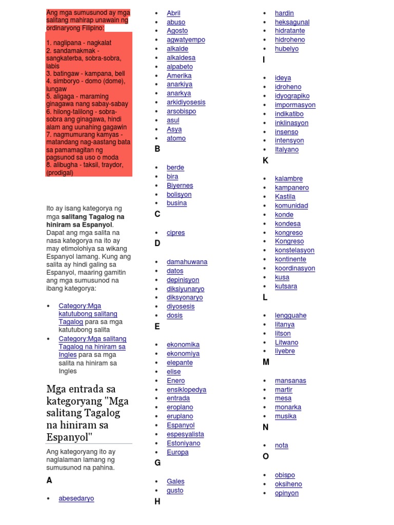 Ang Mga Sumusunod Ay Mga Salitang Mahirap Unawain Ng Ordinaryong Filipino