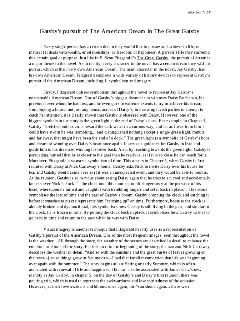Gatsby's Dream and the Green Light | PDF | The Great Gatsby
