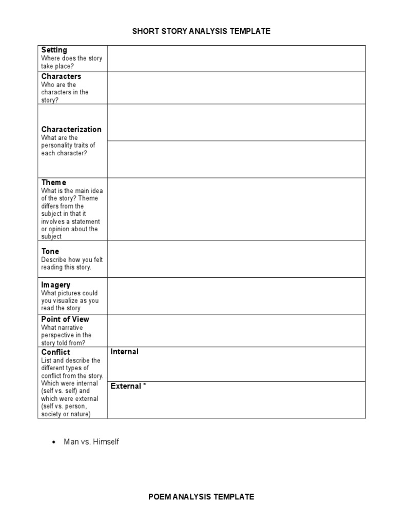 Short Story Analysis Template | PDF | Symbols | Poetry
