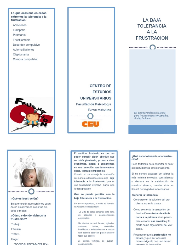 Triptico Frustracion | PDF | Tolerancia | Ciencias del comportamiento