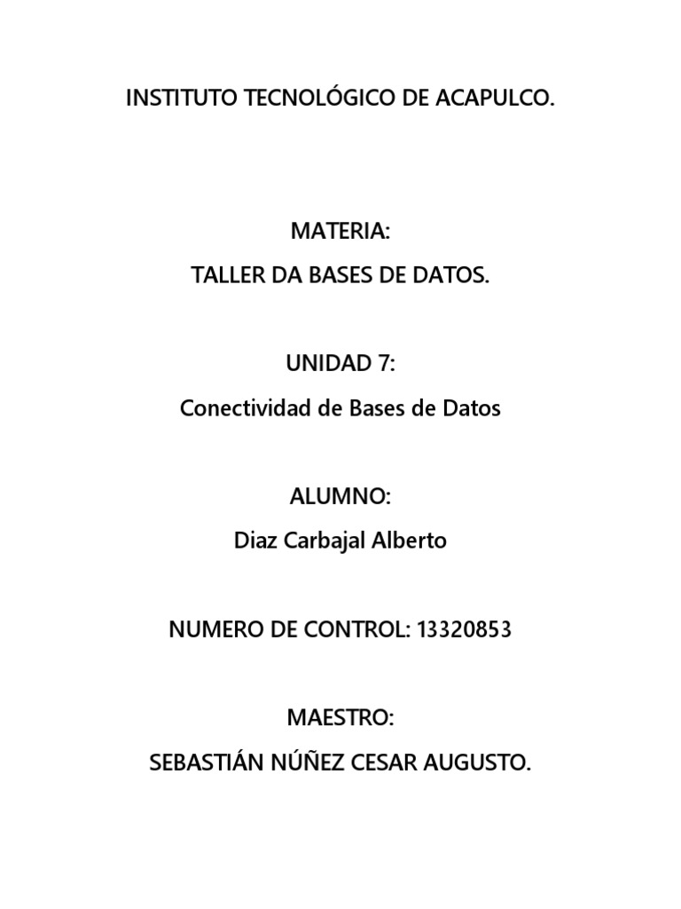 Unidad 7 Conectividad De Bases De Datos Pdf Active X Data Objects Bases De Datos
