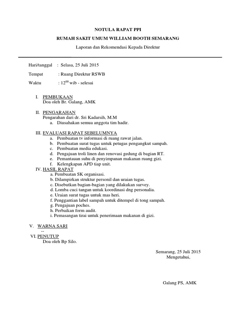 Contoh Notulen Rapat PPI | PDF