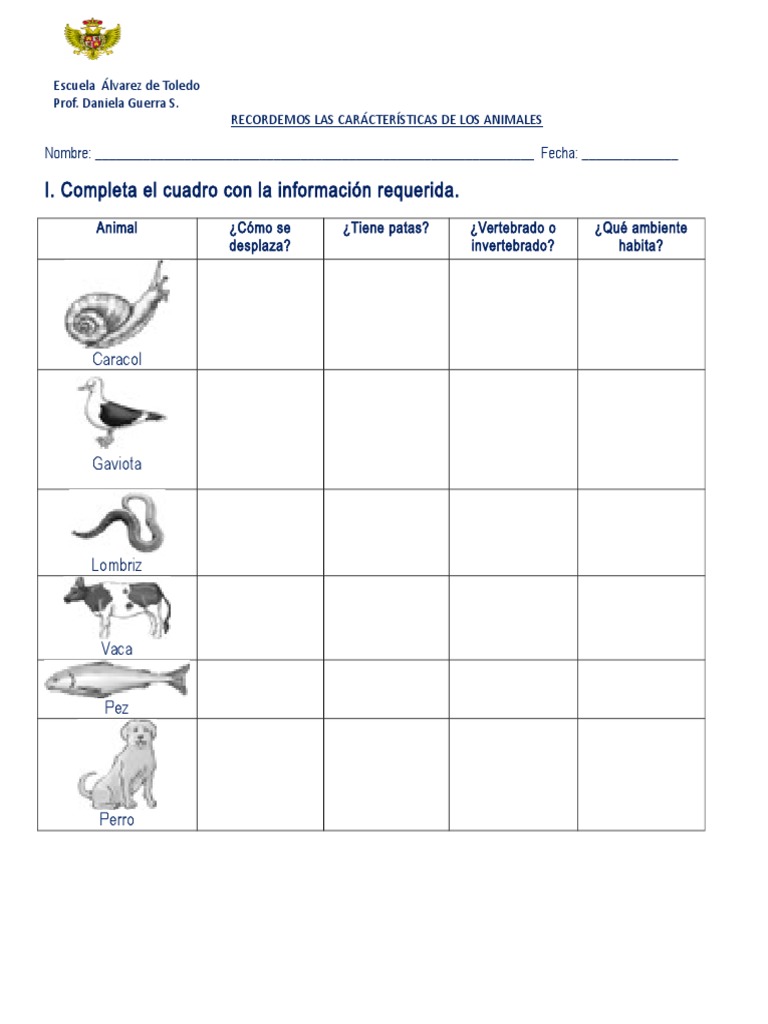 Características de Animales Invertebrados | PDF | Vertebrados | Pescado