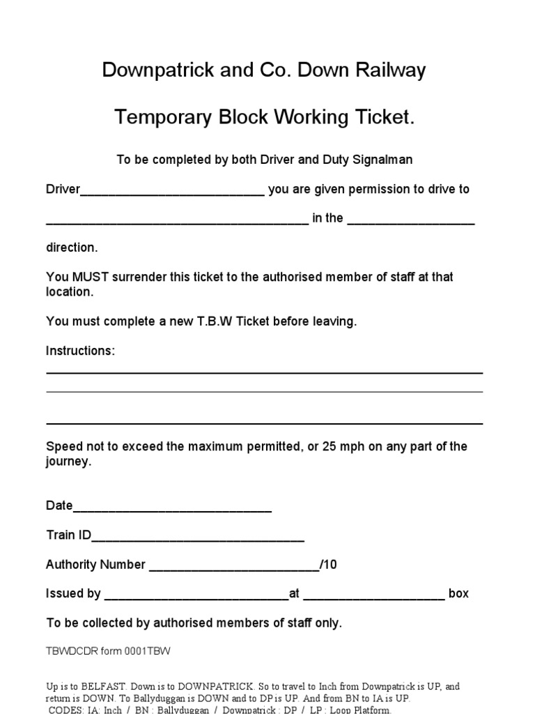 Temporary Block Working Ticket Guide | PDF