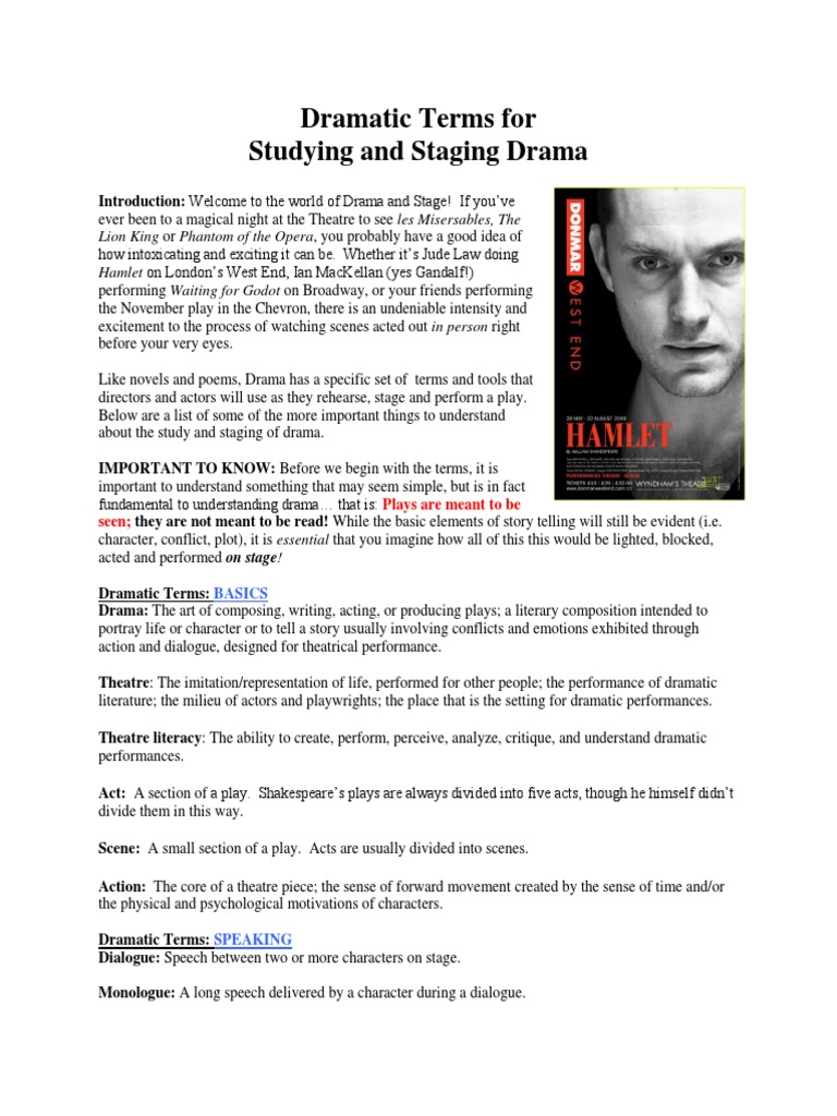 Dramatic Terms For Studying and Staging Drama | PDF | Play (Theatre ...
