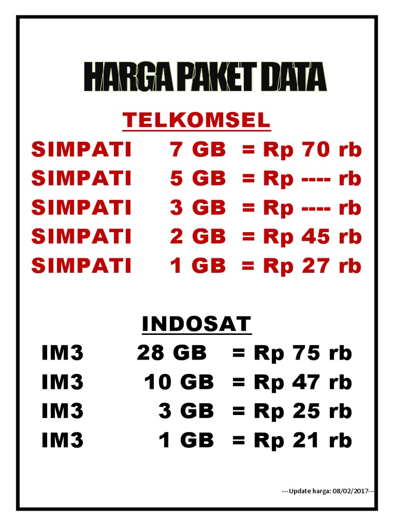 Harga Paket Data | PDF